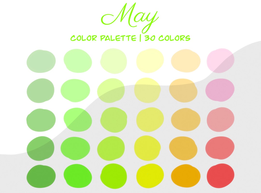 May Procreate Color Palette | Green, Yellow, Orange, Pink, Red | May ...