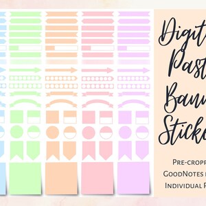 Digital Pastel Banner Stickers | 100 Stickers | 5 Pastel Colors ...