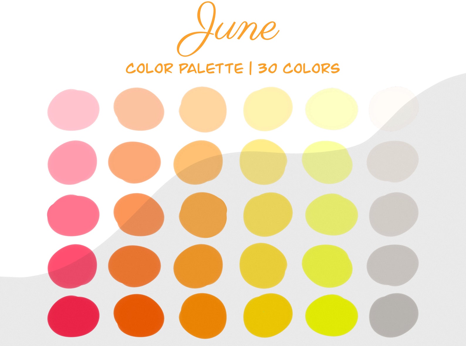 June Procreate Color Palette | Orange, Yellow, Pink, Gray | Summer ...