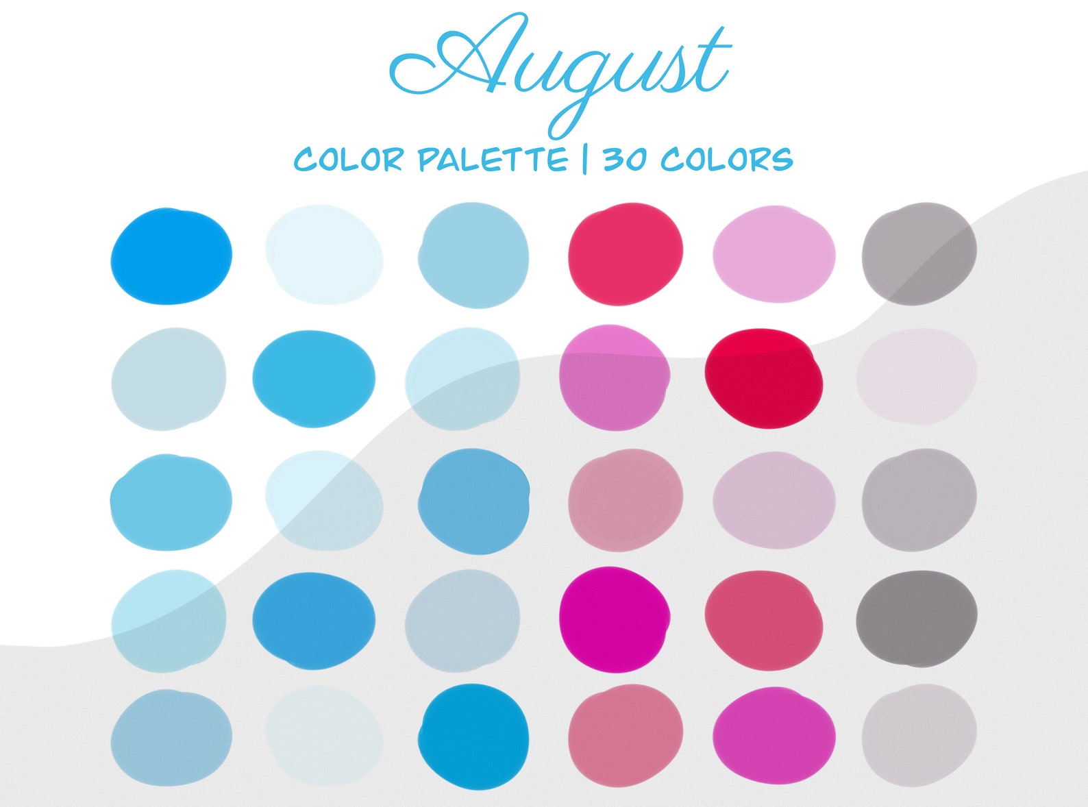 August Procreate Color Palette | Blue and Pink | Wind and Fall Colors ...