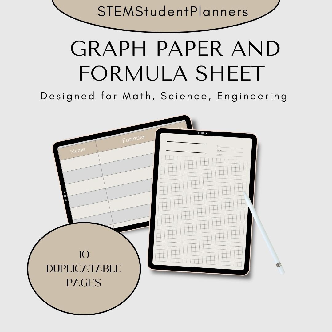 IPad Graph Paper and Formula Sheet - Light Mode | STEM Math Science ...