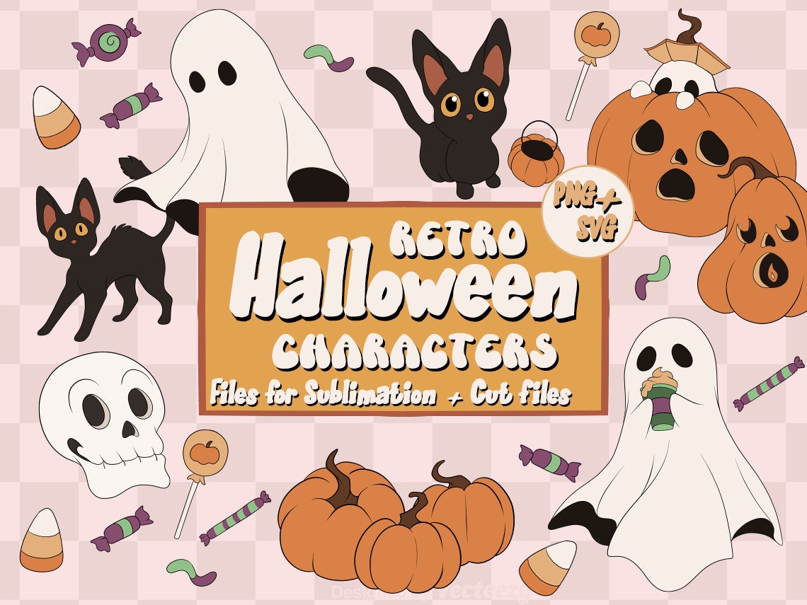 Retro Halloween PNG Retro Fall Sublimation Bundle Groovy - Etsy