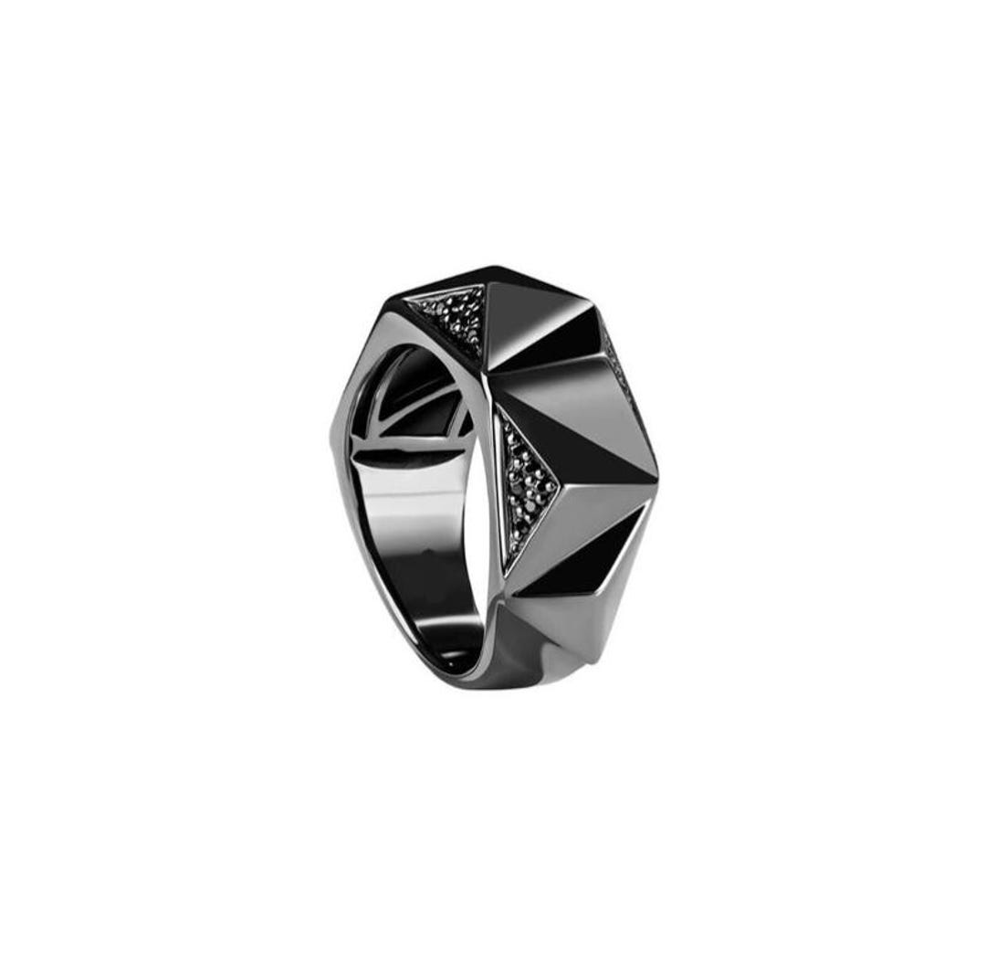 3D Printed Geometric Ring, Black Triangle Statement Jewelry - Etsy