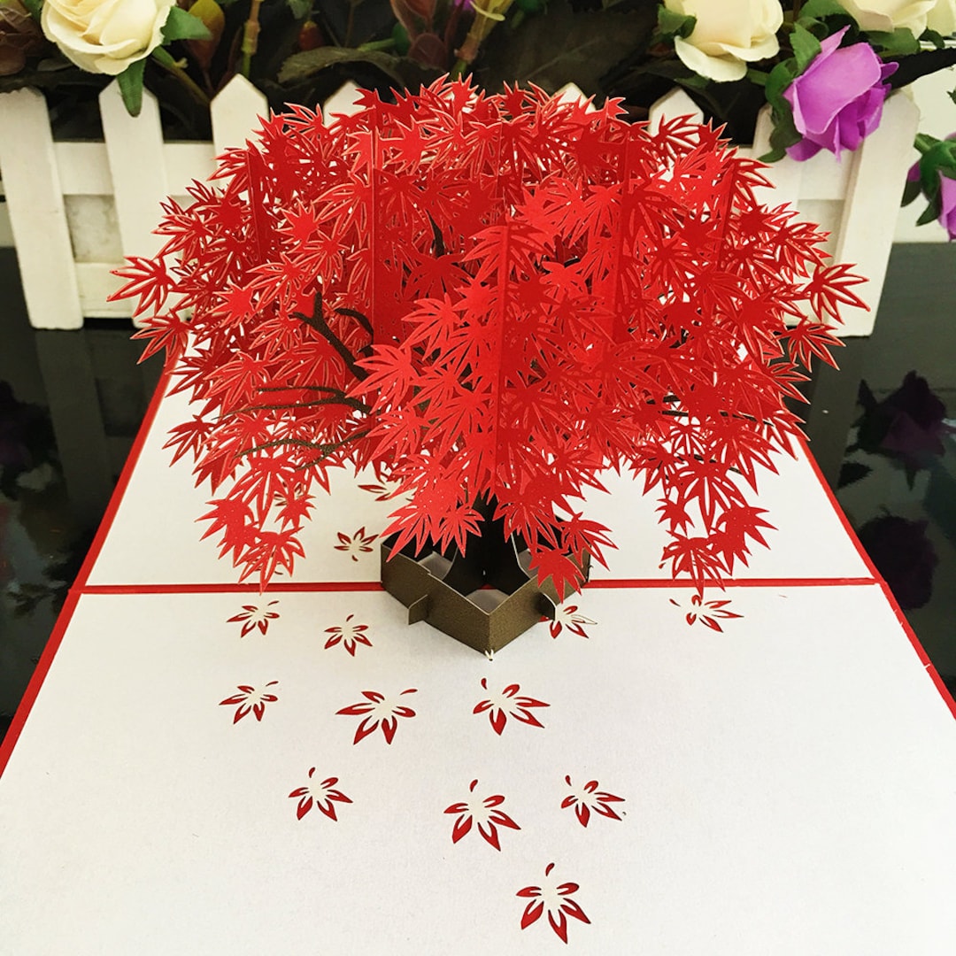Red Maple Tree Pop-up Greeting Card, Lovely Card , Maple Tree Card Gift ...