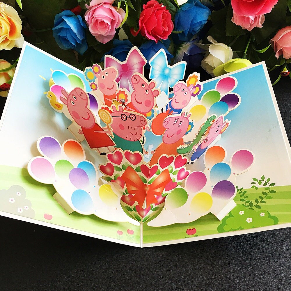 Peppa Pig Pop-up Card, Unique 3D Gift Card,birthday Card,greeting Card ...