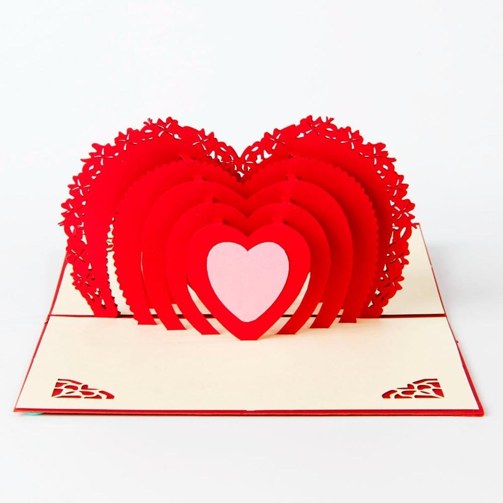 Love Heart 3D Pop up Card Wedding Card / Valentines Day Card ...