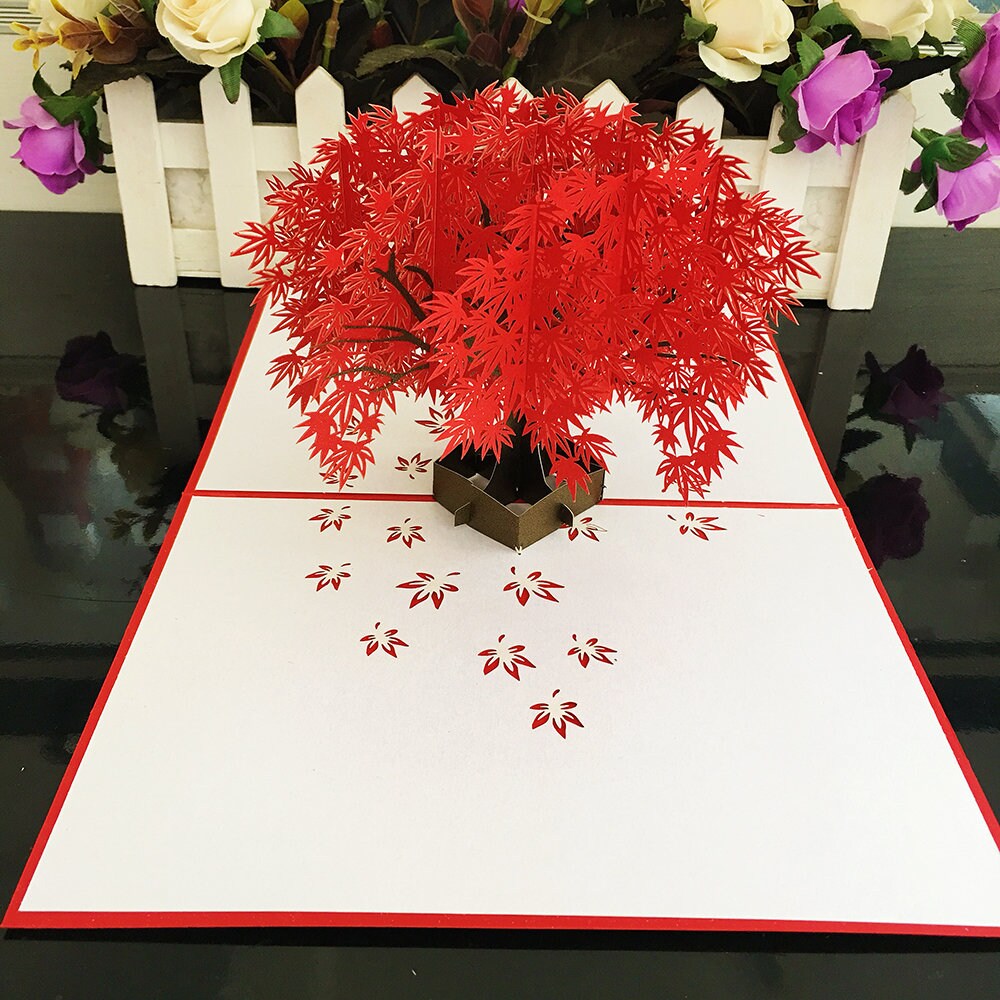 Red Maple Tree Pop-up Greeting Card, Lovely Card , Maple Tree Card Gift ...