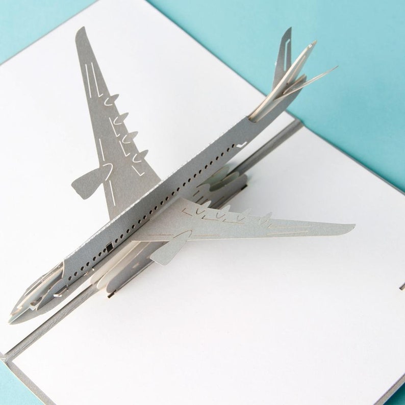 Airplane 3D Pop up Card Good Luck / Have a Safe Journey / Safe Flight ...