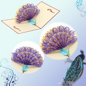 Peacock Card / Kids Card / Bird Card / Handmade 3D Pop-up Greeting Card ...