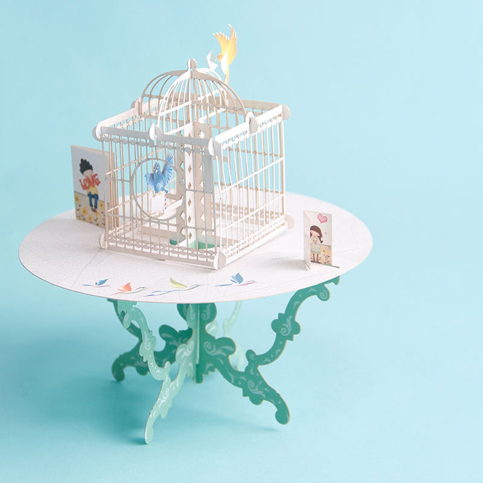 Greeting Cards Cage Folded 3D Pop up Card Birthday Card Wedding Card ...