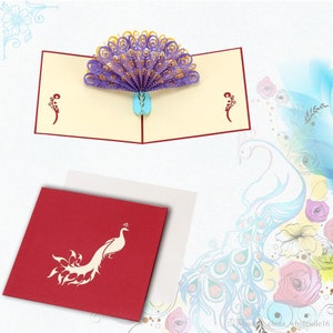 Peacock Card / Kids Card / Bird Card / Handmade 3D Pop-up Greeting Card ...