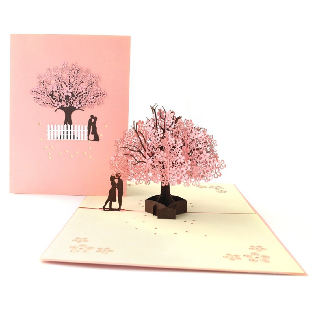 Romantic Couple Cherry Tree / Valentine Card / Love Card - Etsy
