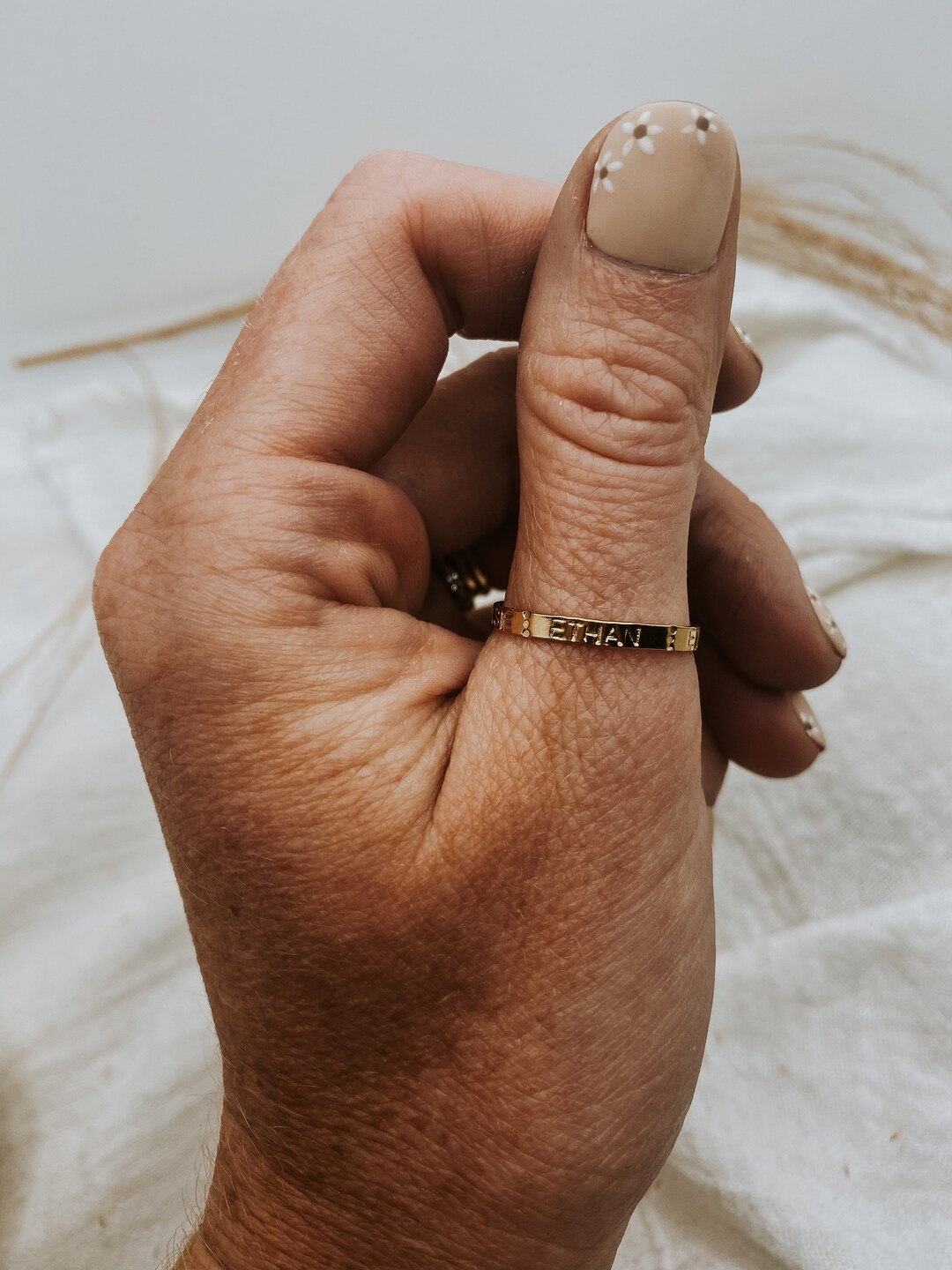 Custom Stamped Gold Filled or Sterling Silver Rings // Baby Name Rings ...