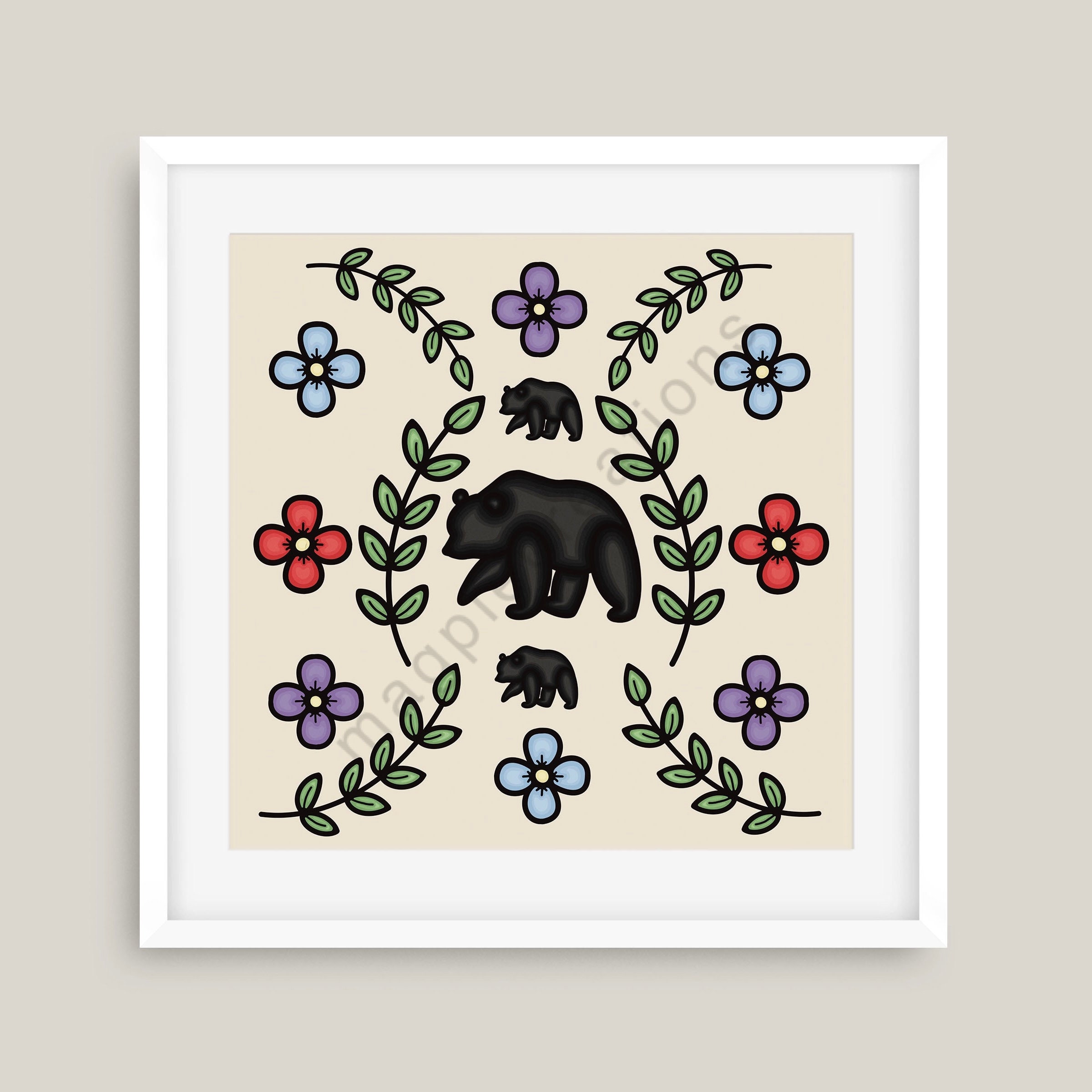 Maskwa With Flowers - Etsy Canada