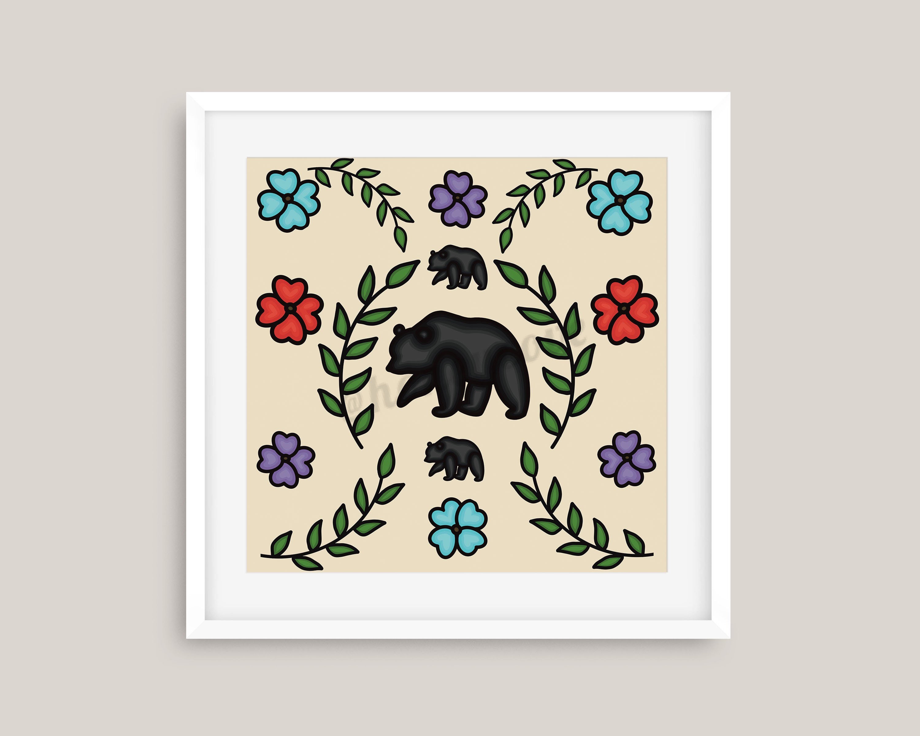 Maskwa with Flowers | Etsy