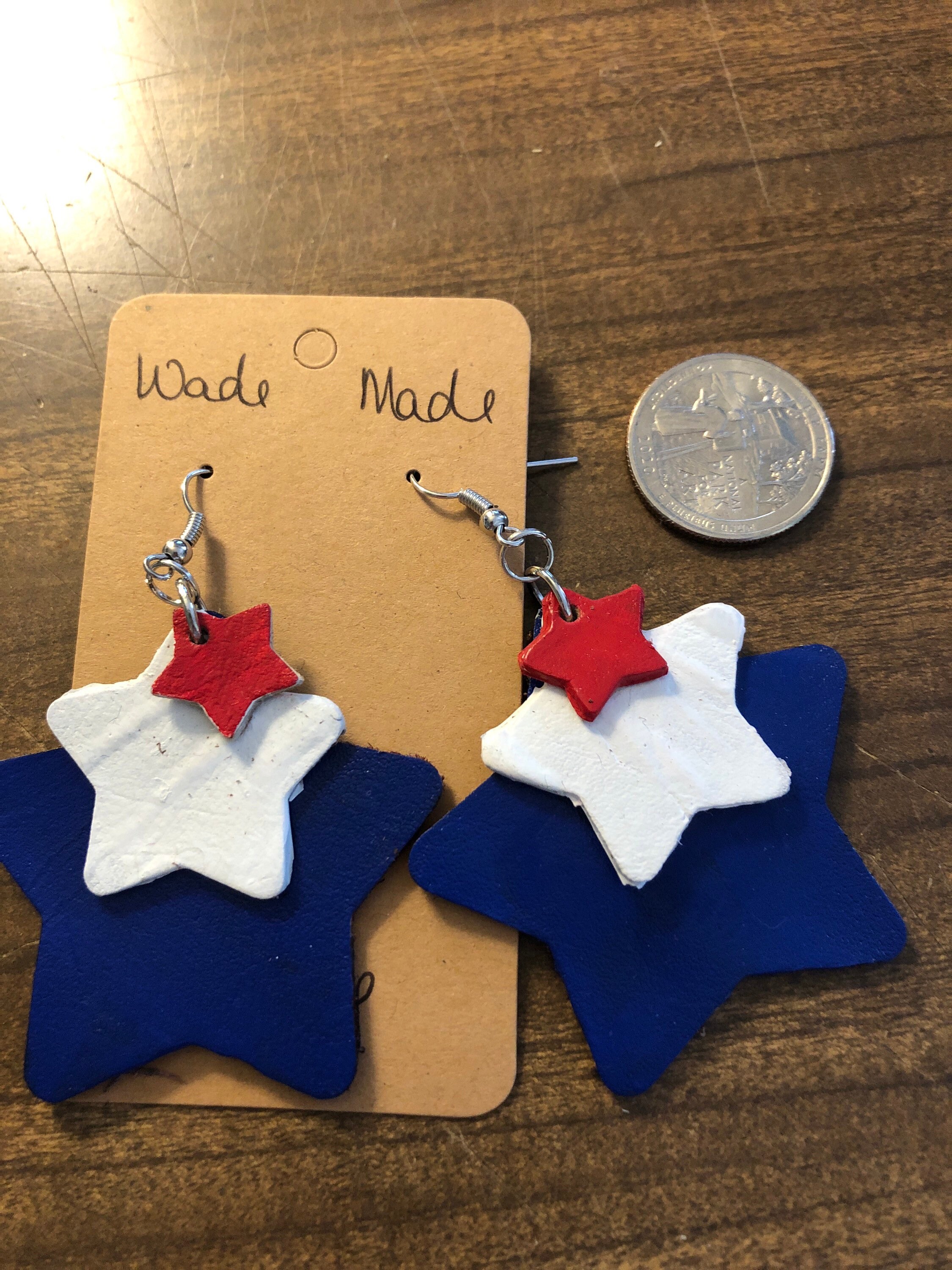 Red, White and Blue Painted Leather Stars - Etsy