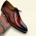 Handmade Patina Leather Oxford Shoes – Burnished Red to Black Gradient ...