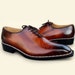 Handmade Patina Leather Oxford Shoes – Burnished Red to Black Gradient ...