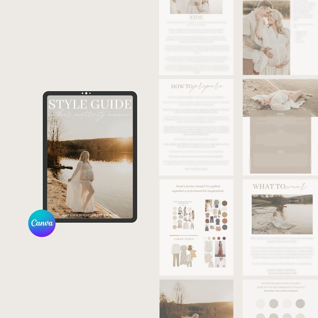 Maternity Session Style Guide CANVA TEMPLATE Editable With Pre Written ...