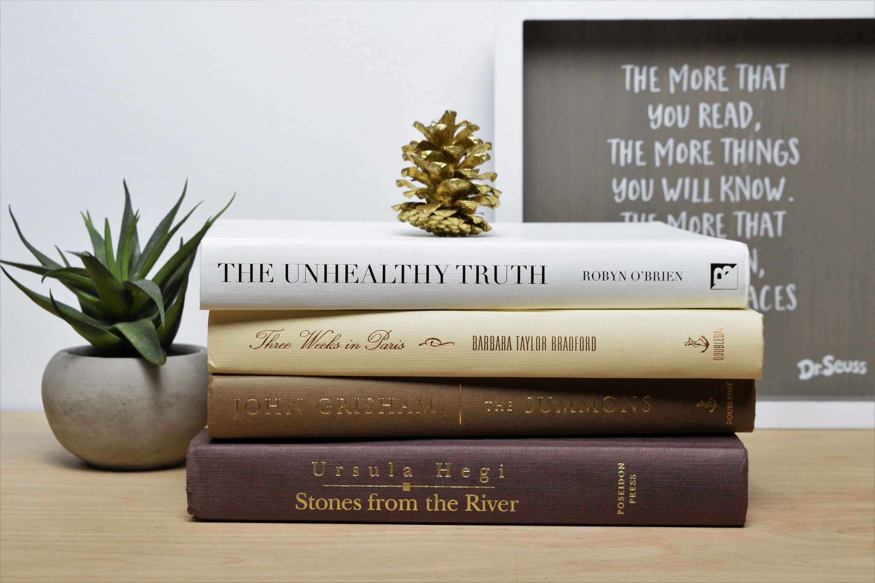 Paquete de libros decorativos marrón y crema conjunto de 4 | Etsy