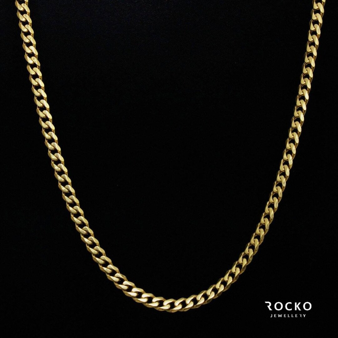 5mm Cuban Chain Necklace Gold Cuban Flat Chain Silver Cuban Necklace ...