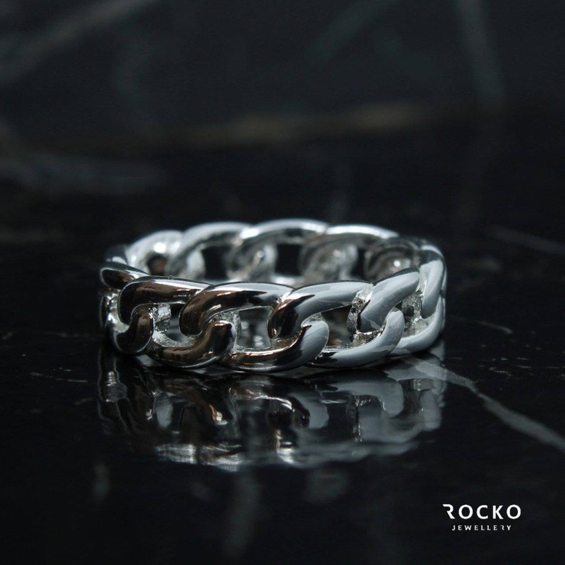 Silver Chain Ring Men's Silver Chain Ring, Men's Stainless Steel Ring ...