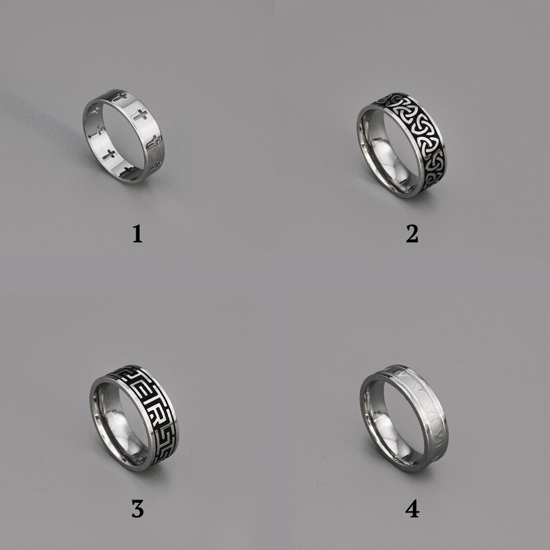 Mens Silver Rings Stainless Steel Signet Rings Rings for Men Set of ...