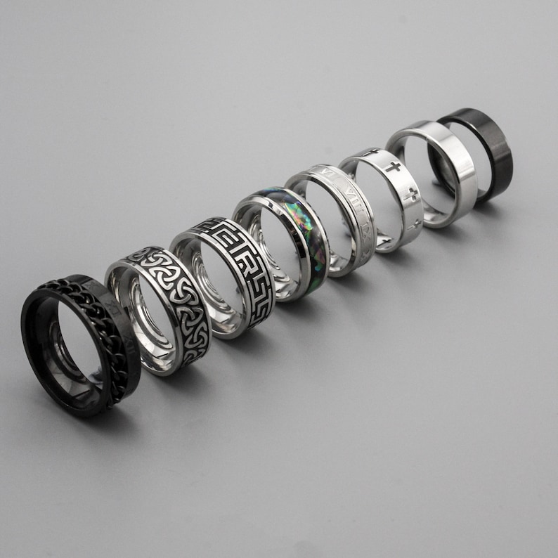 Mens Stylish Rings - Stainless Steel Band Rings - Rings for Men - Set ...