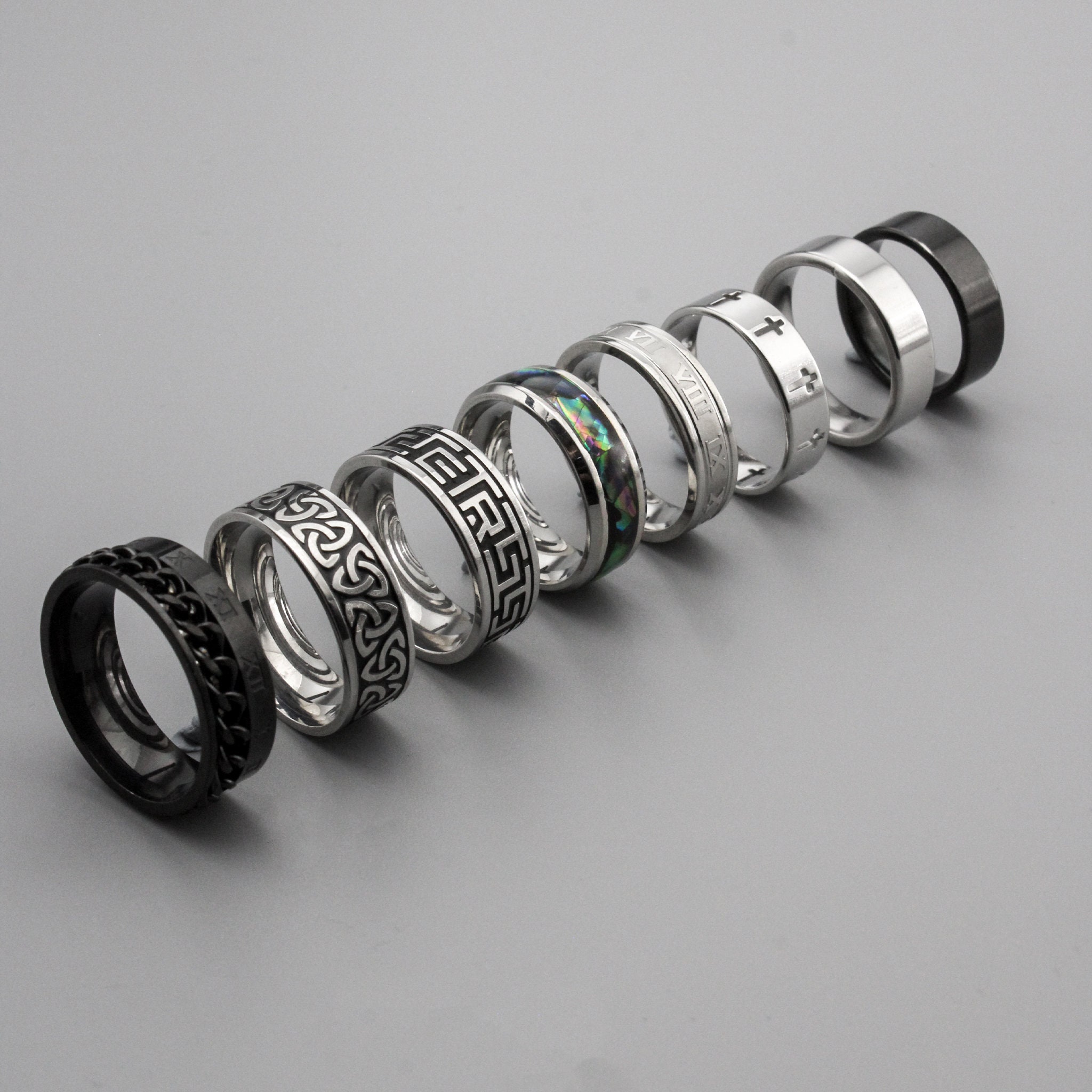 Mens Stylish Rings - Stainless Steel Band Rings - Rings for Men - Set ...