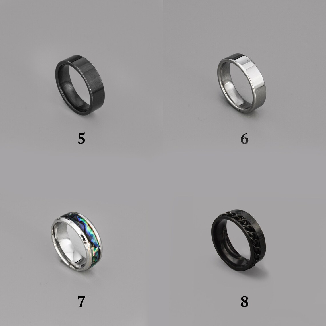 Mens Stylish Rings - Stainless Steel Band Rings - Rings for Men - Set ...
