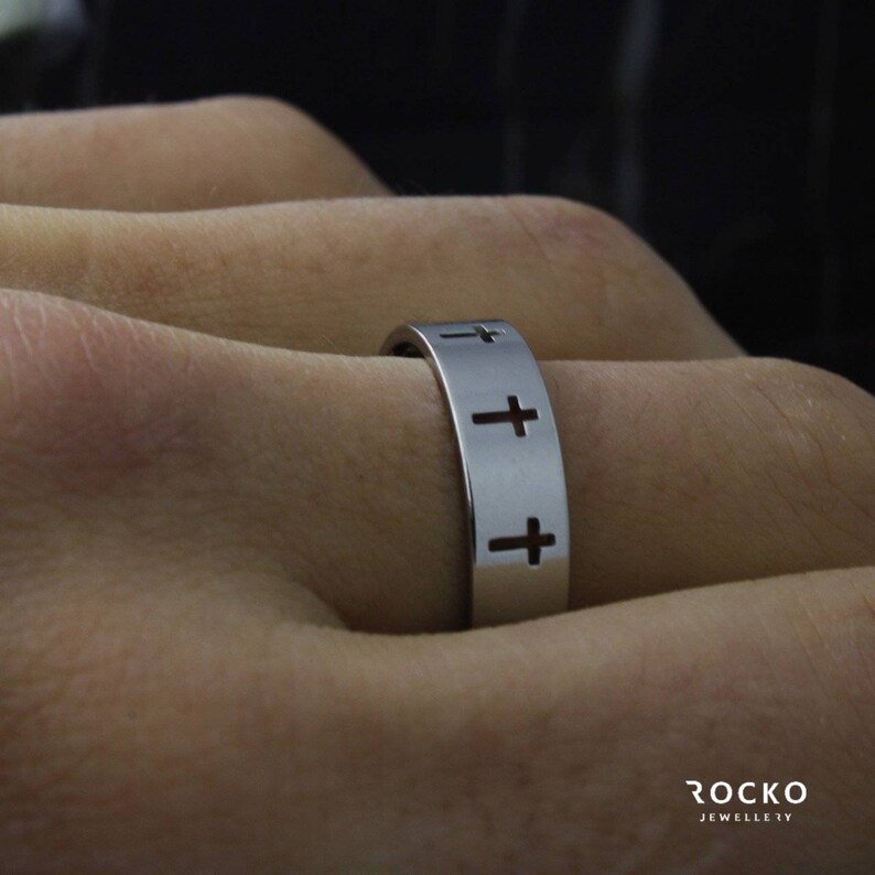 Silver Cross Ring - Cut-out Cross Ring, Crucifix Ring, Mens Ring ...