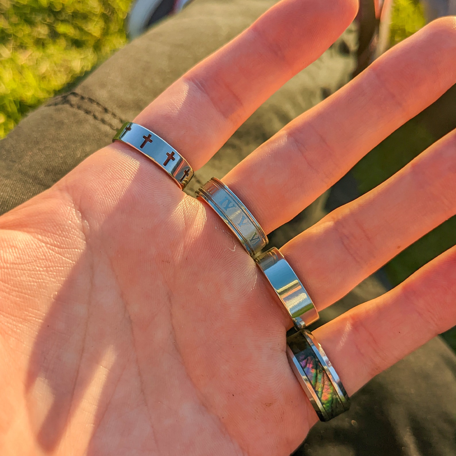 Mens Silver Rings Stainless Steel Signet Rings Rings for Men Set of ...