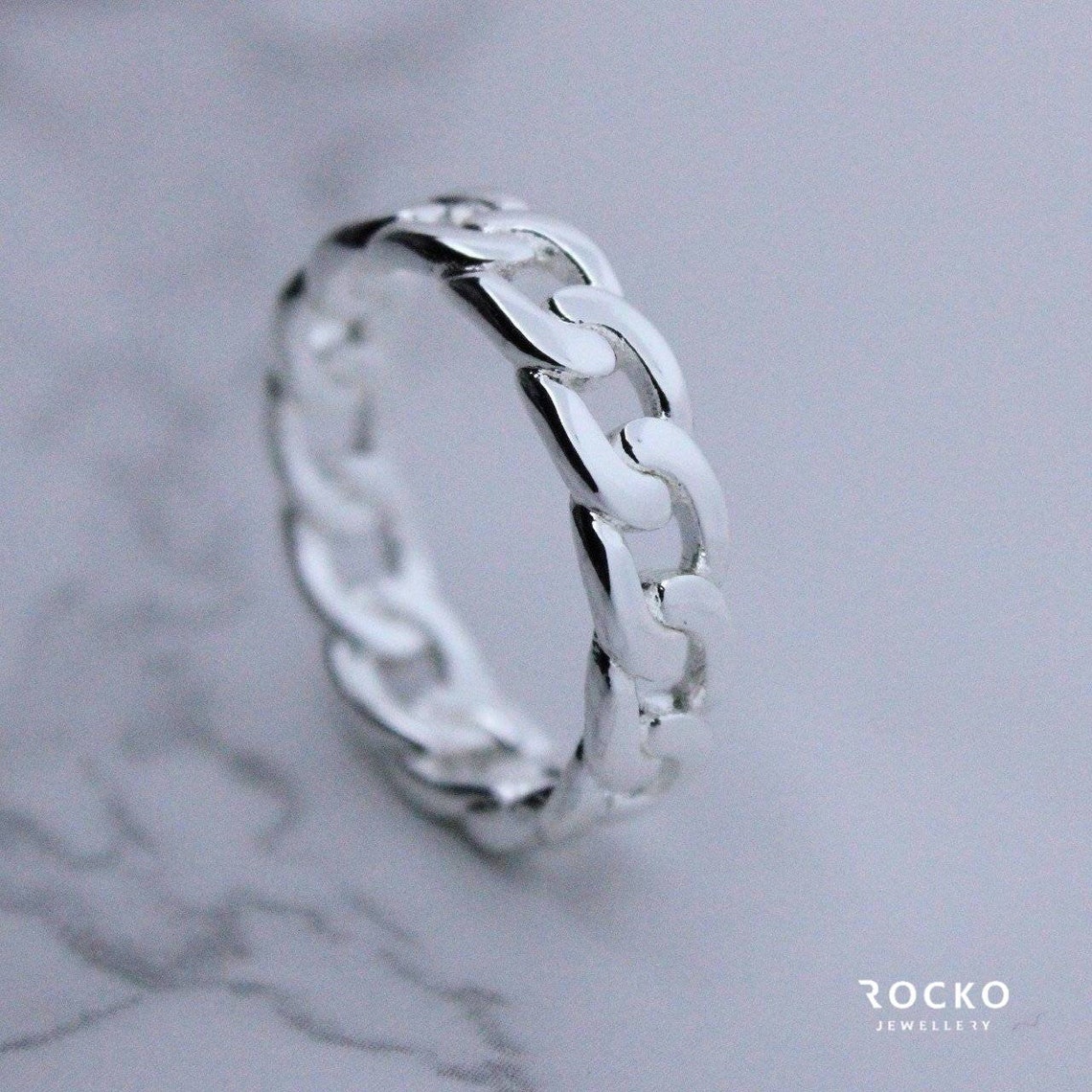 Silver Chain Ring Men's Silver Chain Ring, Men's Stainless Steel Ring ...