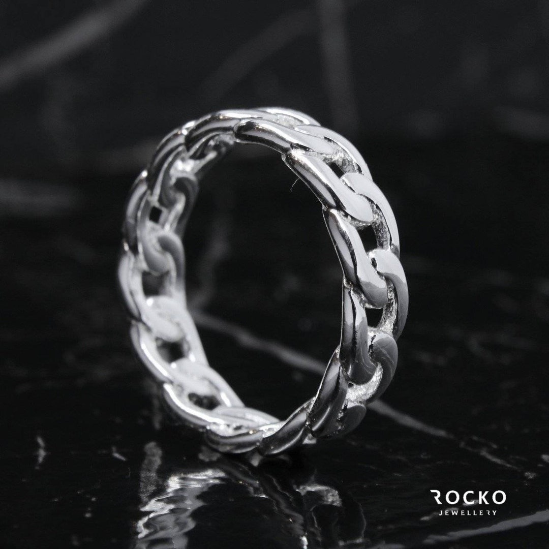 Silver Chain Ring Men's Silver Chain Ring, Men's Stainless Steel Ring ...