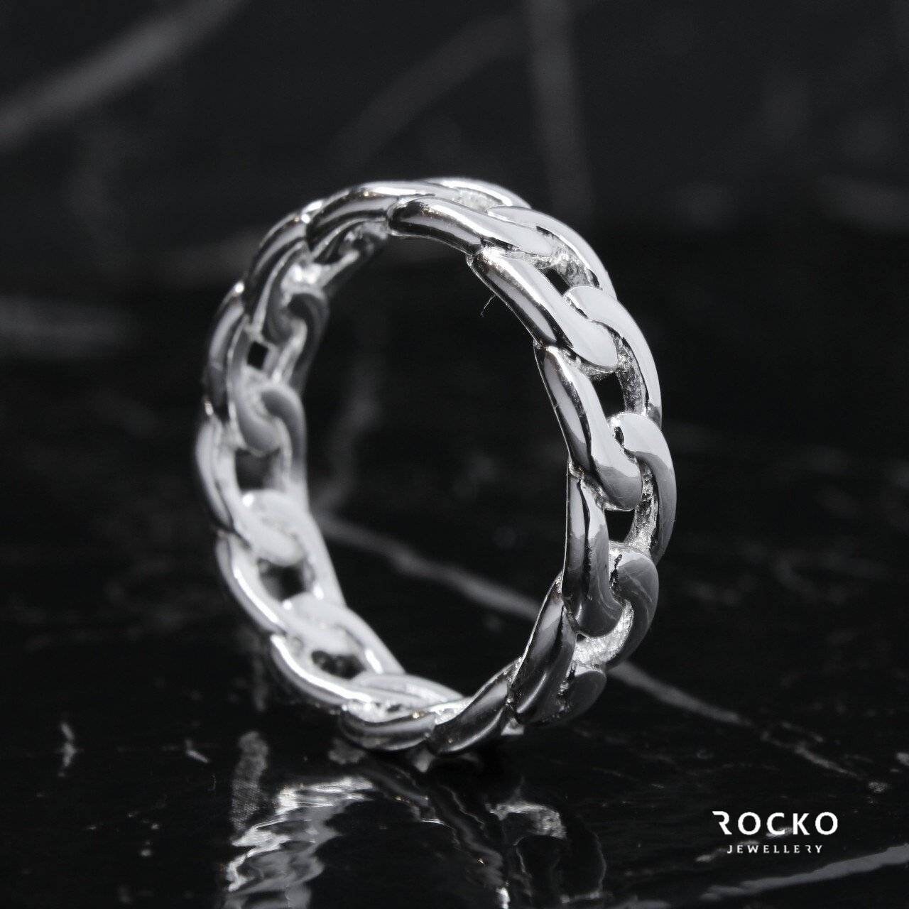 Silver Chain Ring Men's Silver Chain Ring, Men's Stainless Steel Ring ...