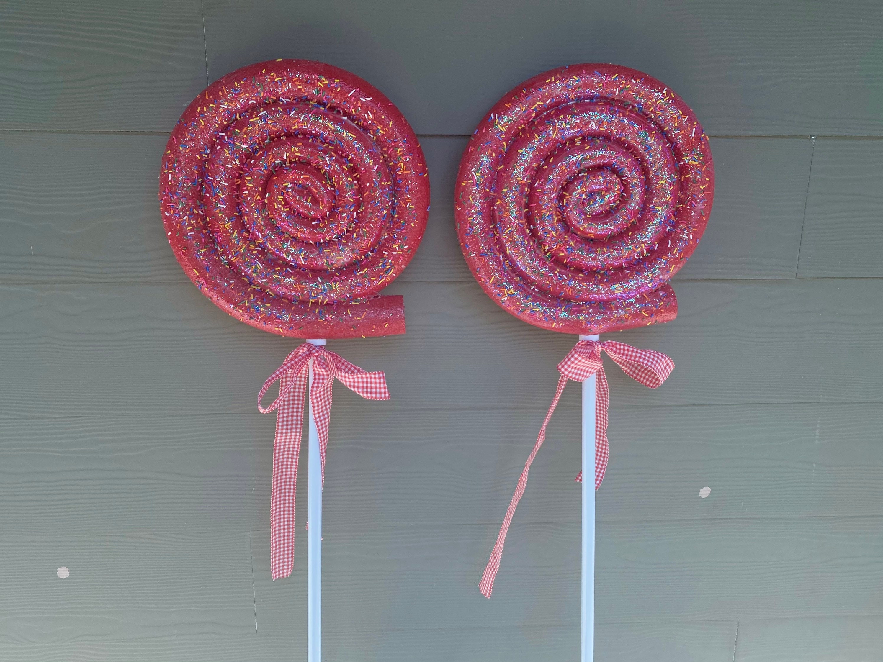 Set of Two Jumbo Birthday Lollipops. Removable Handle 16 Inch Diameter ...