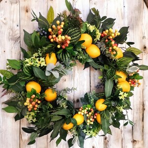Lemon Wreath With Berries and Florals, Front Door Wreath, Summer Lemon ...
