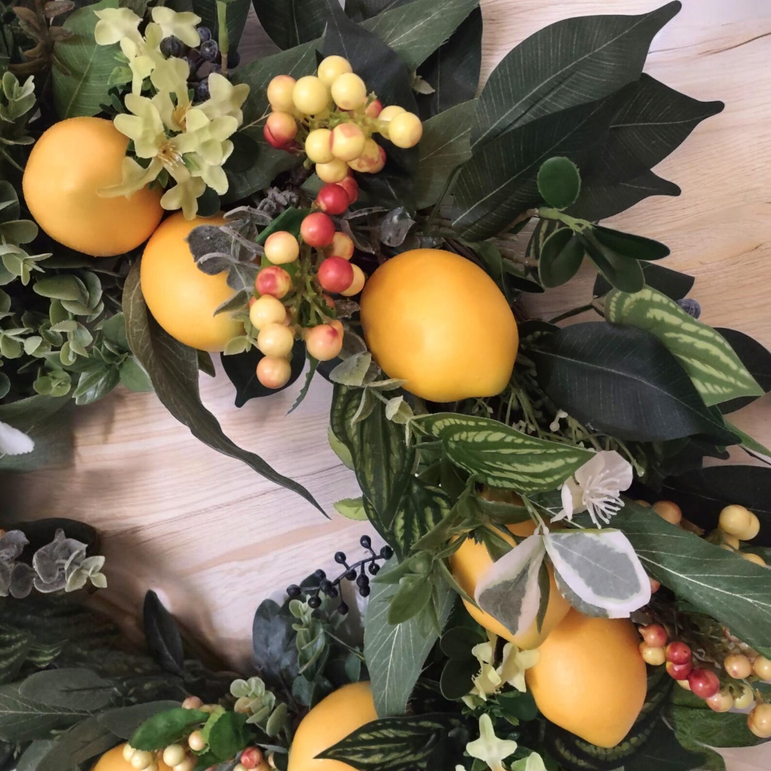Lemon Wreath With Berries and Florals, Front Door Wreath, Summer Lemon ...