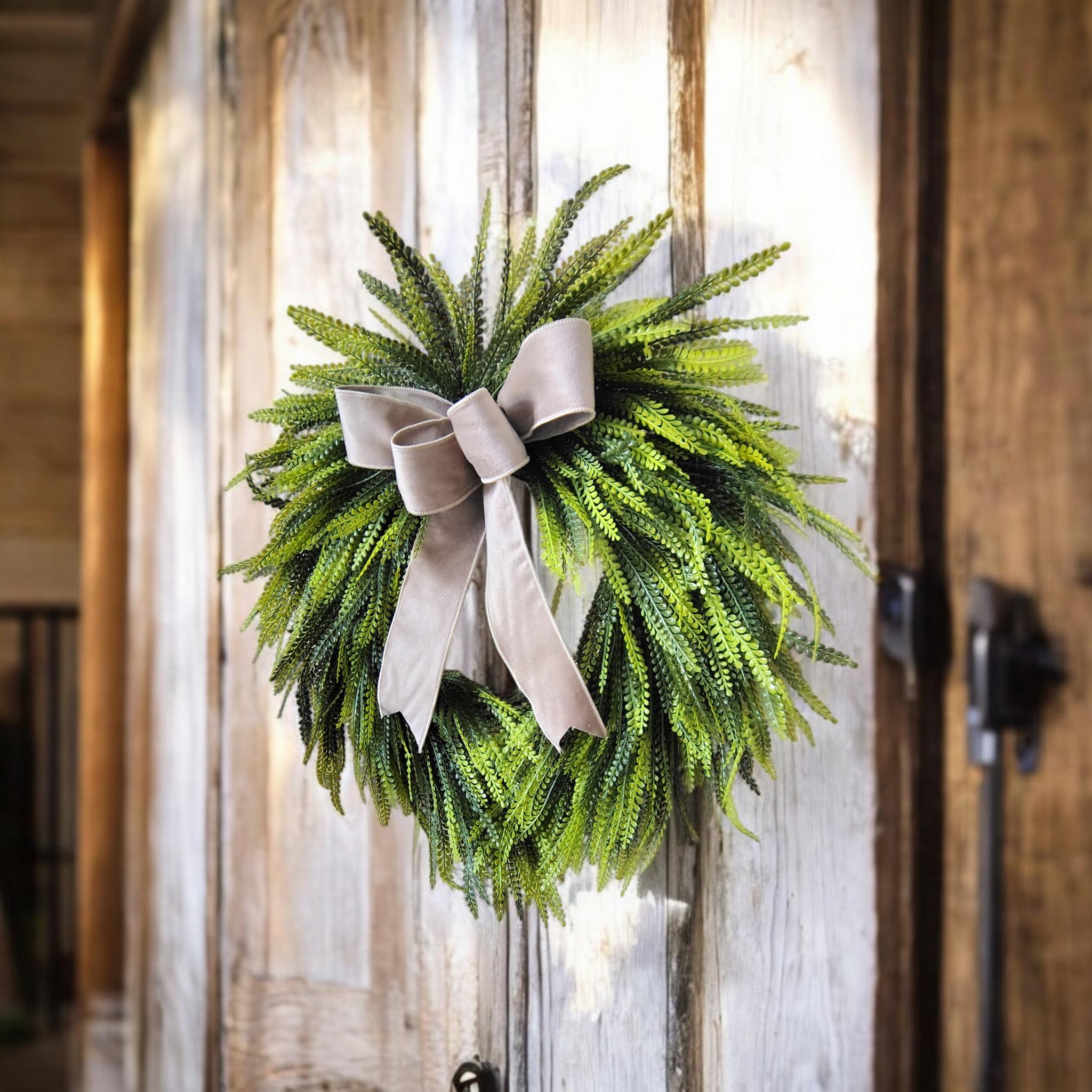 Handmade Button Fern Wreath: Black Velvet Ribbon, Rustic Fall Decor - Etsy