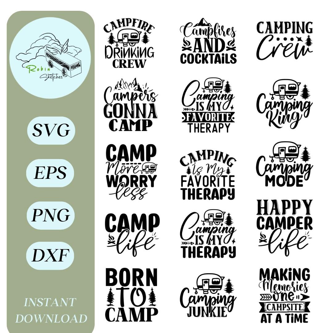 Camping Quotes SVG Bundle, Camping Quotes Vector, Camping Life Svg ...