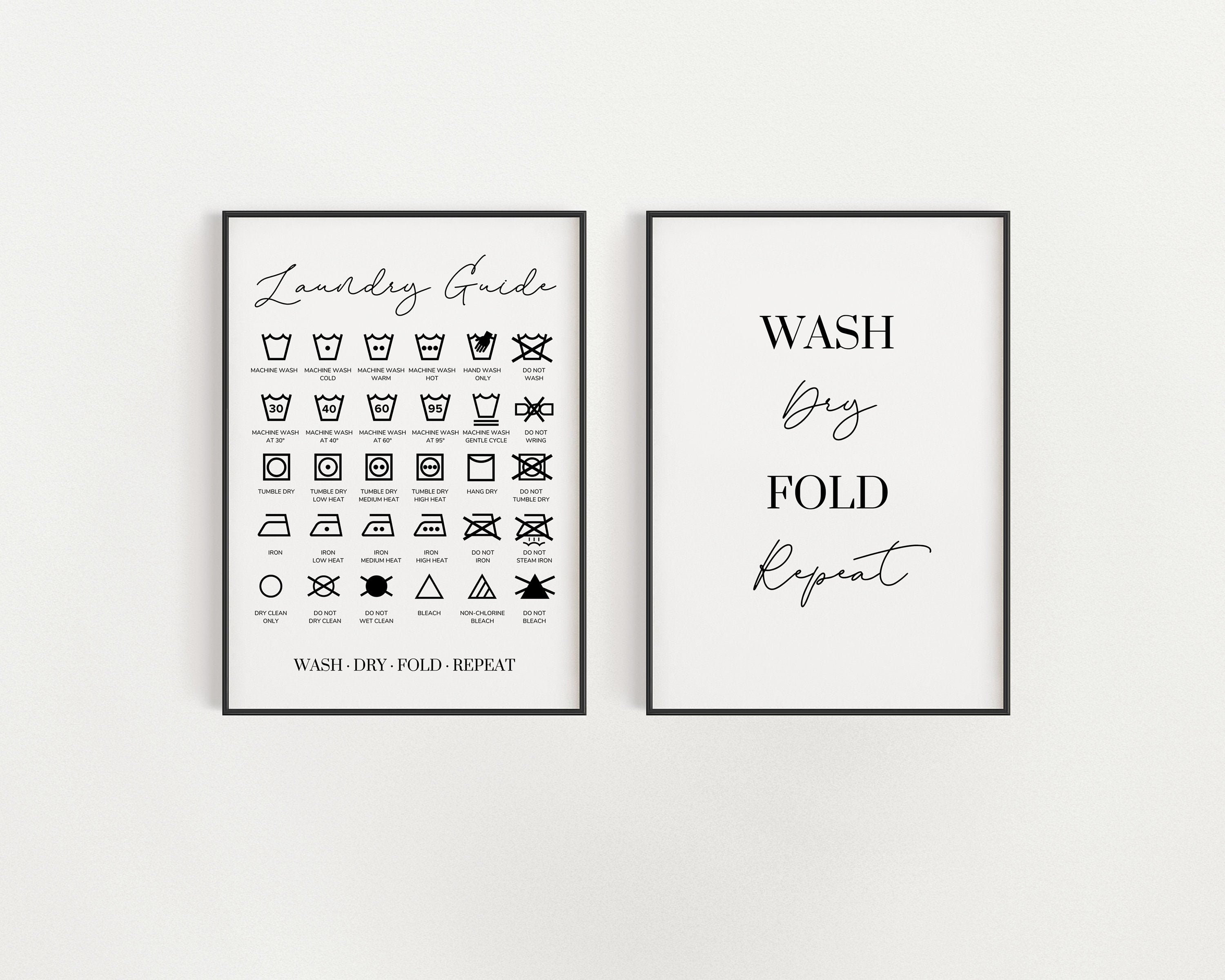 Laundry Guide Print Set of 2 Wash Dry Fold Print Laundry | Etsy UK