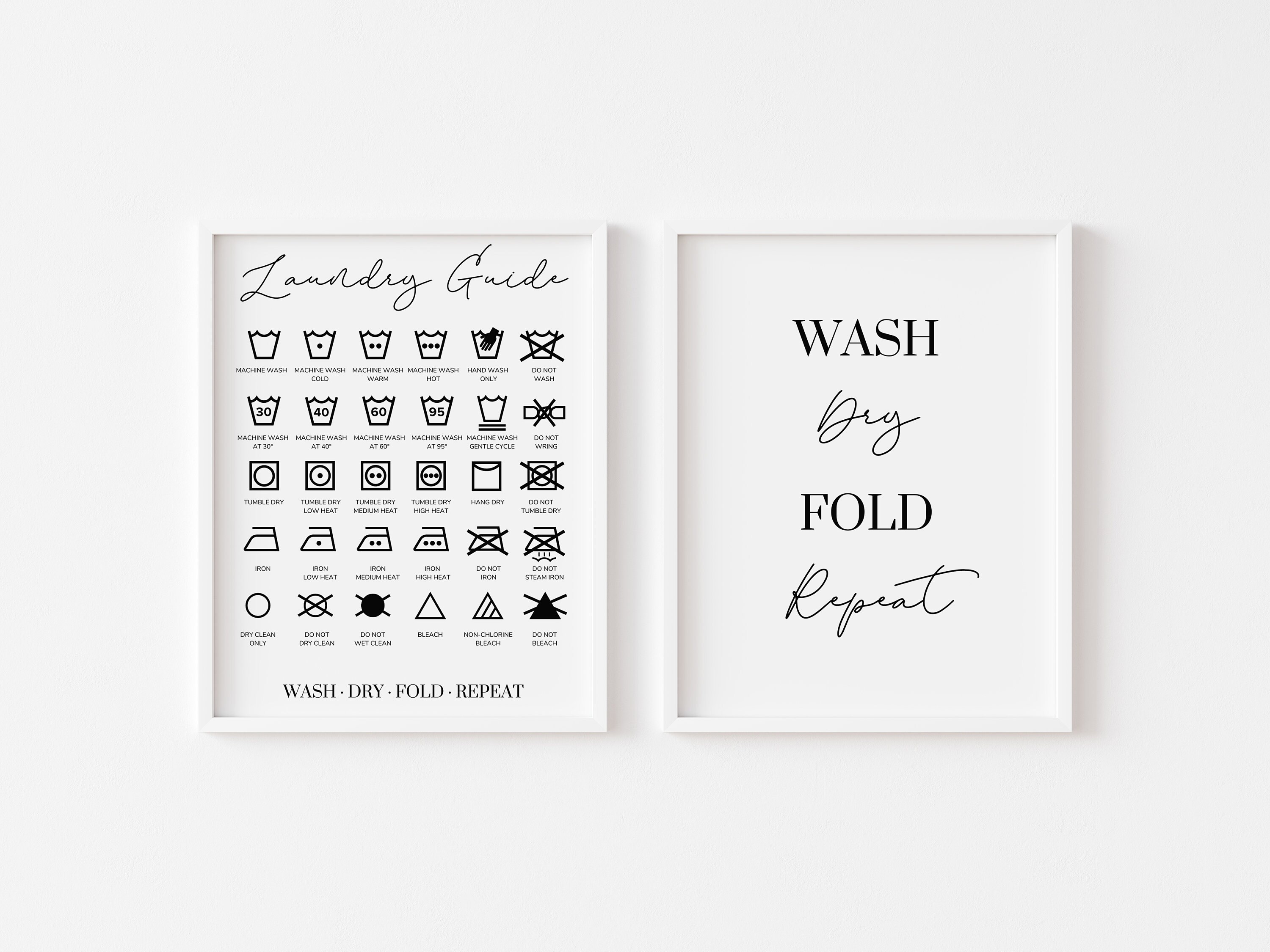 Laundry Guide Print Set of 2 Wash Dry Fold Print Laundry | Etsy UK