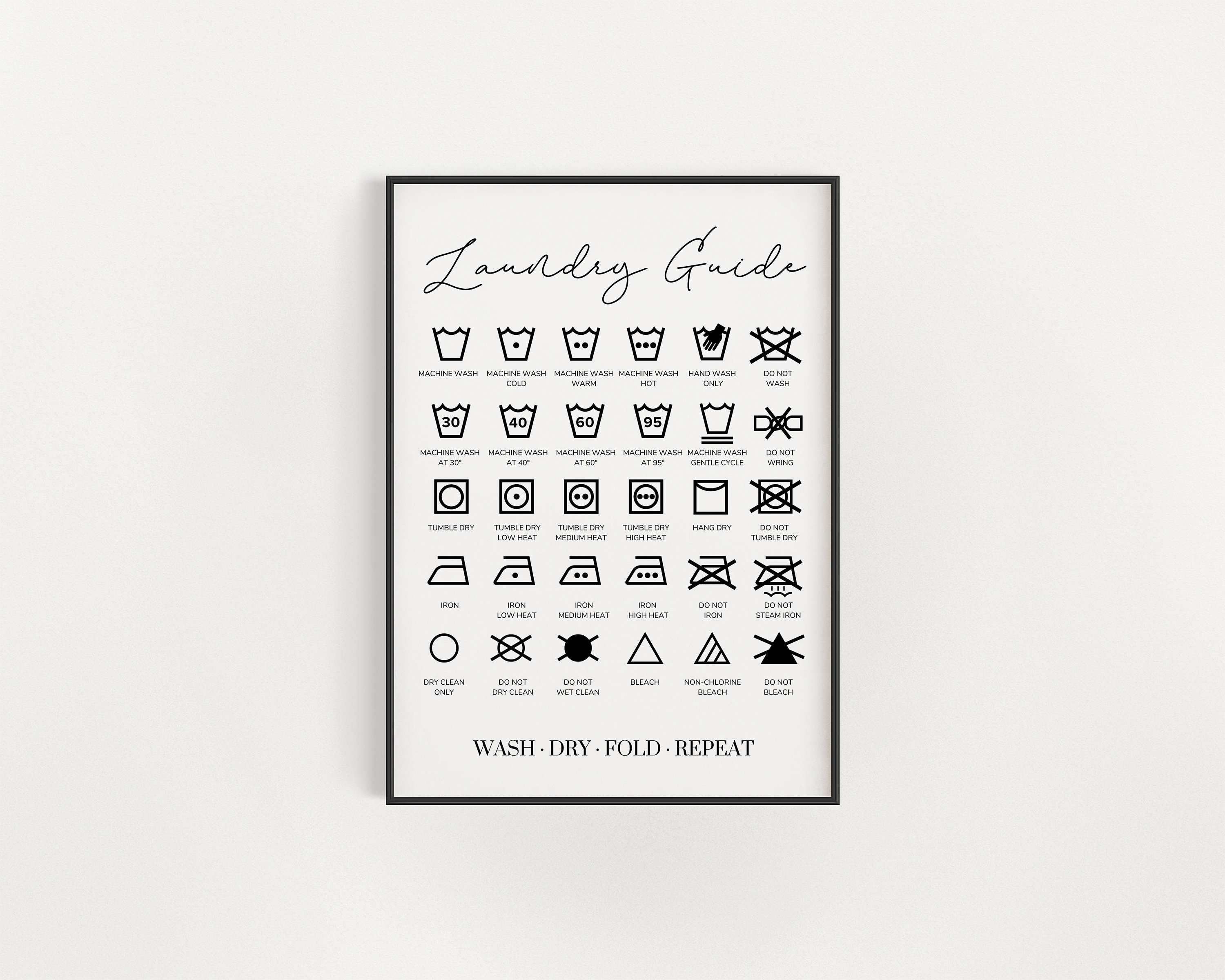 Laundry Guide Print Set of 2 Wash Dry Fold Print Laundry | Etsy UK