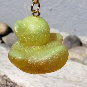 Lucky Ducky Hand Made Resin Duck Key Chain With Glitter - Etsy