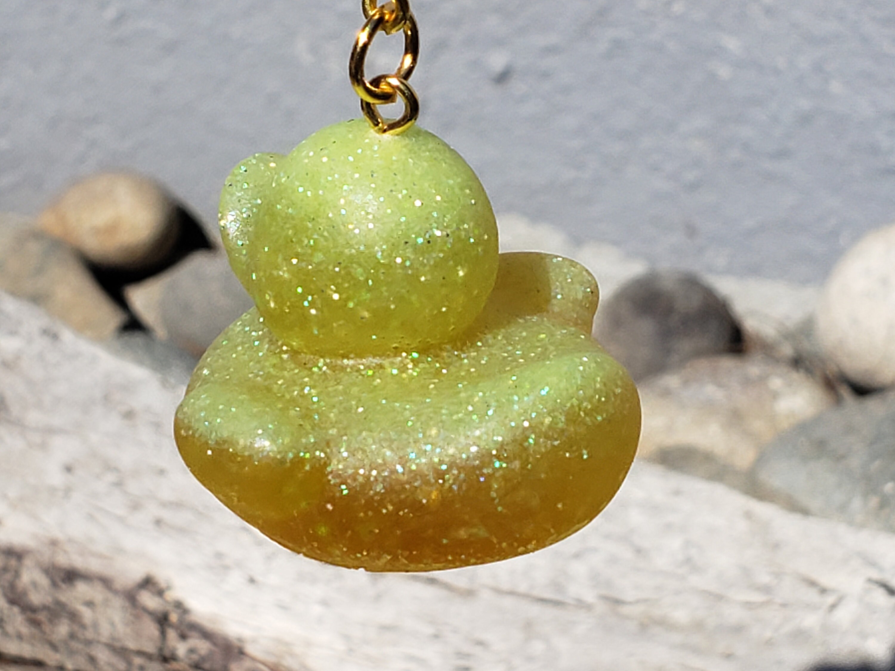 Lucky Ducky Hand Made Resin Duck Key Chain With Glitter - Etsy