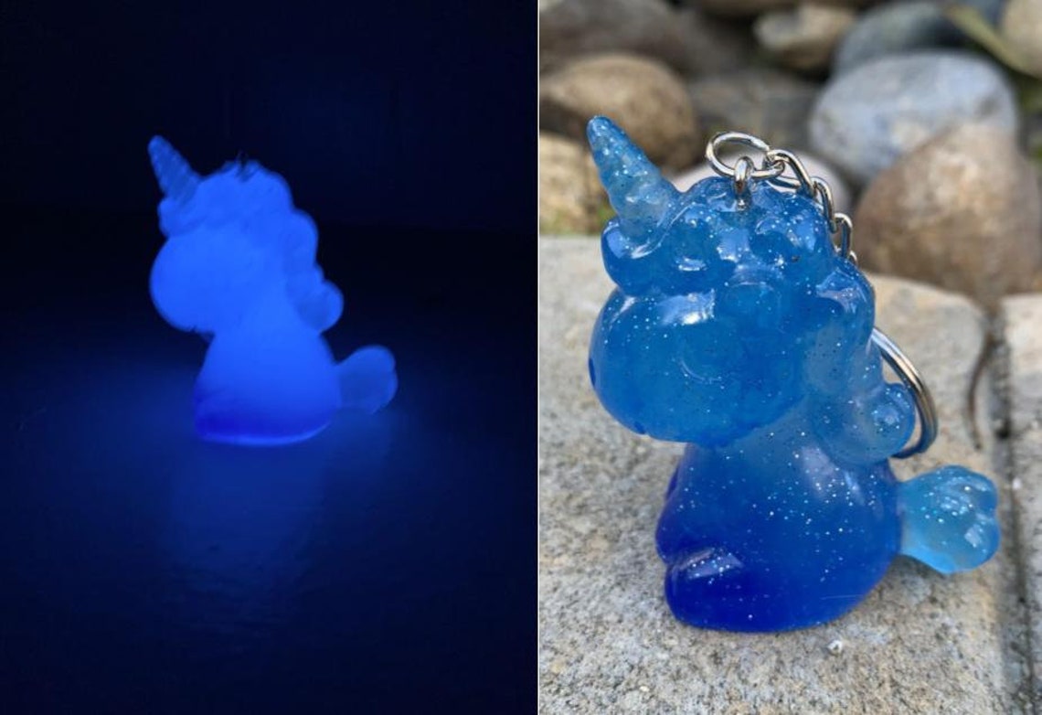 Glow-corn Hand Made Glow in the Dark Resin Unicorn Keychains - Etsy