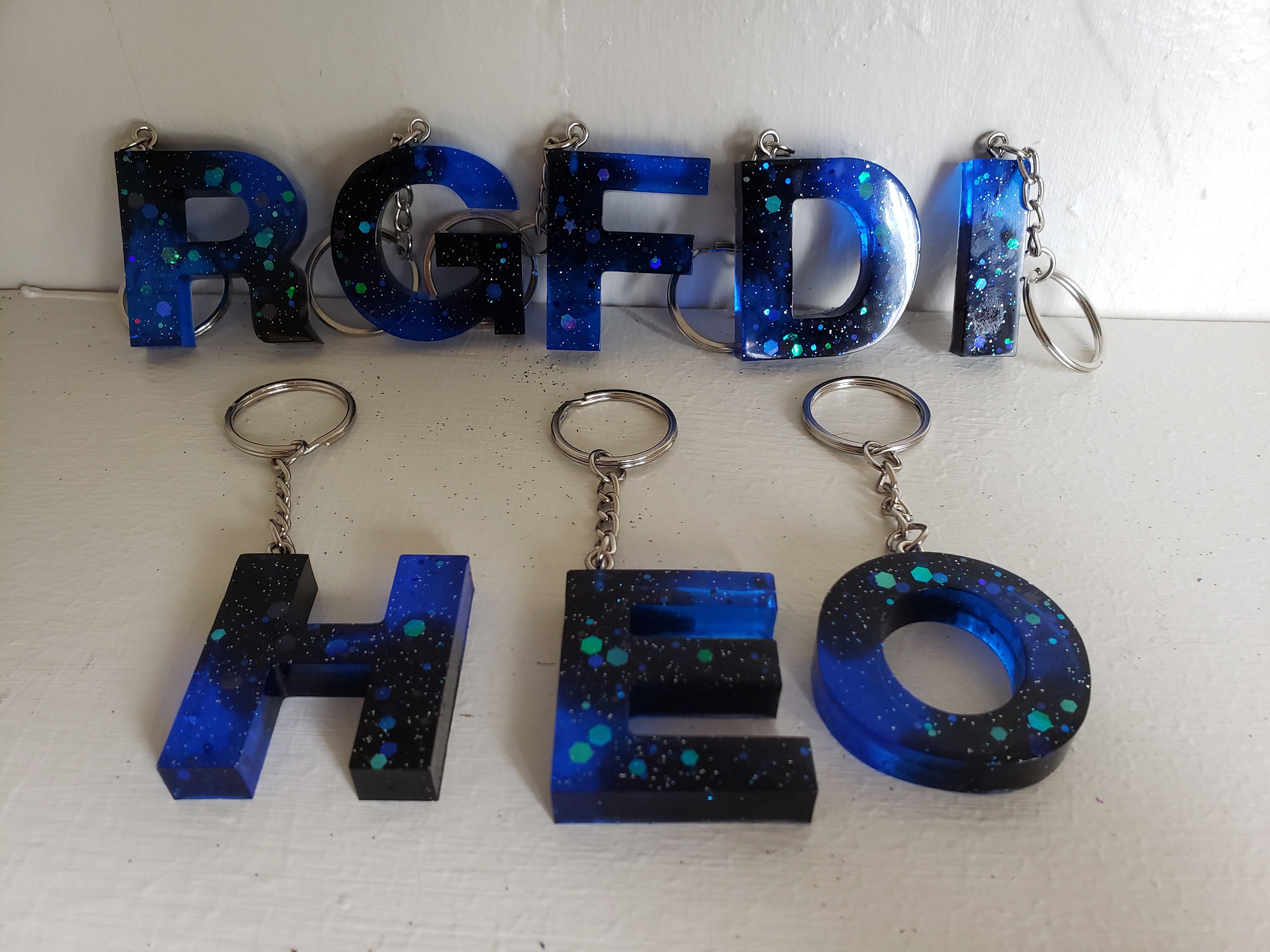 The Starry Night Collection Hand Made Dark Blue/black Glitter Monogram ...