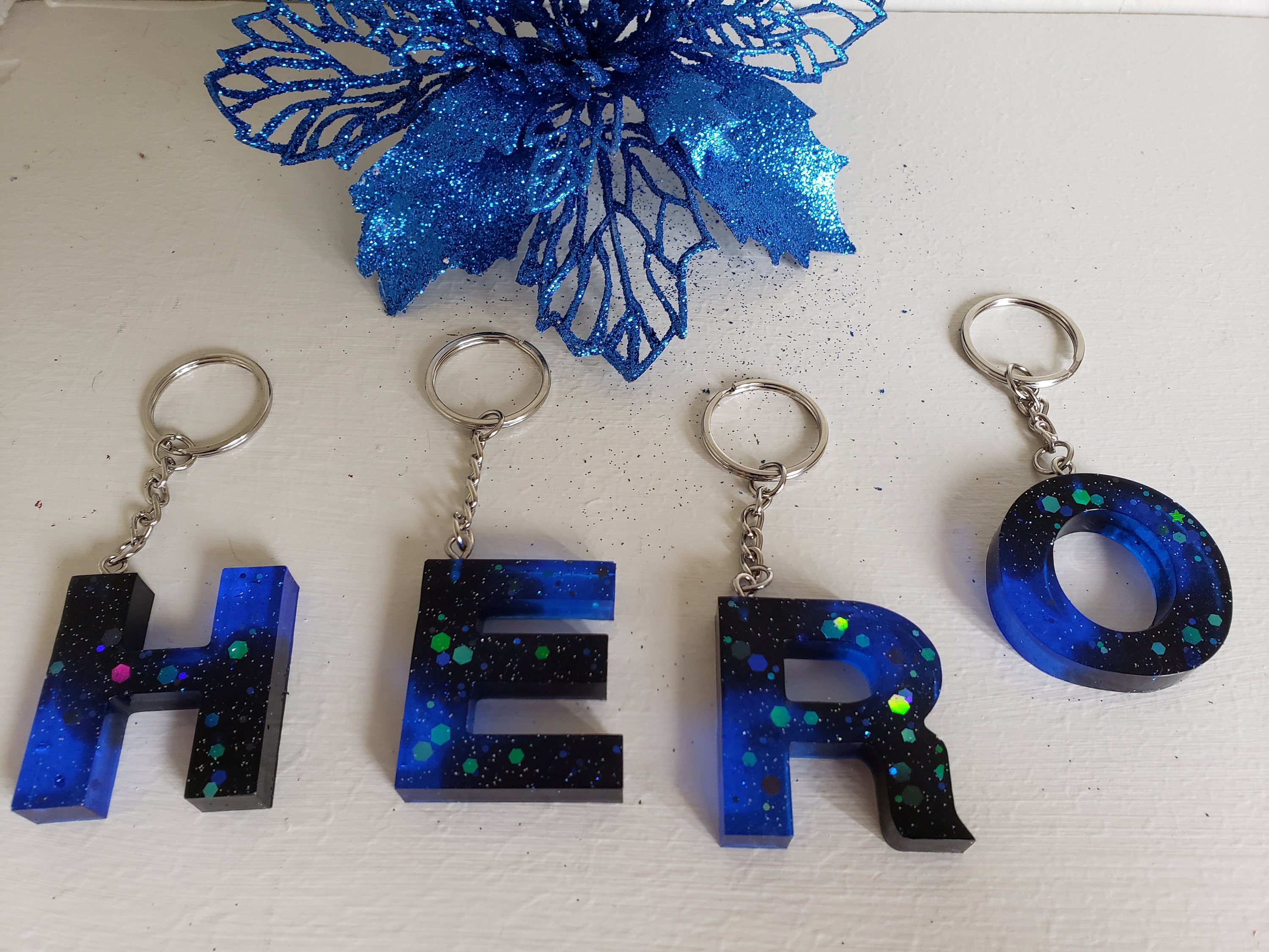 The Starry Night Collection Hand Made Dark Blue/black Glitter Monogram ...