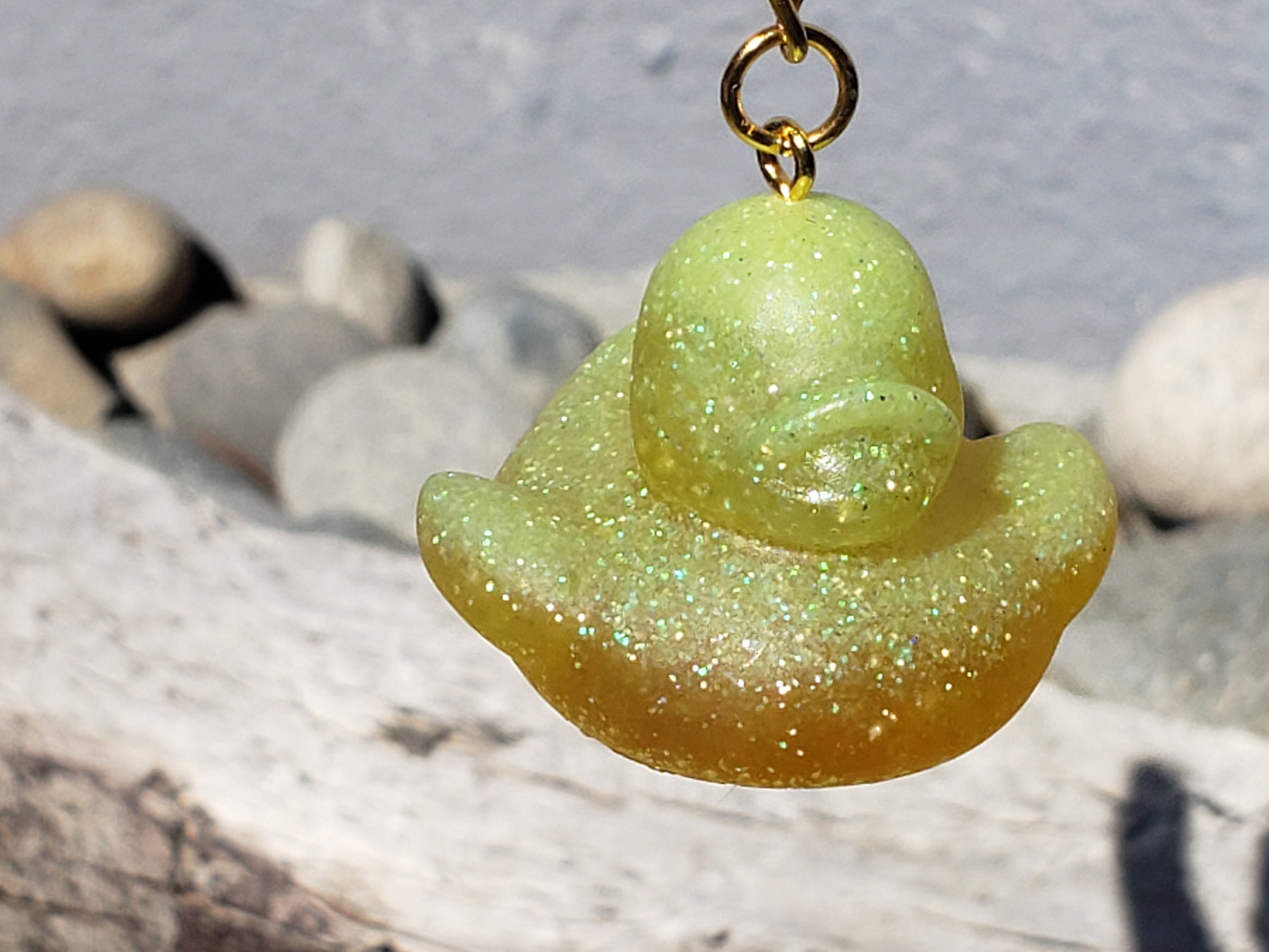 Lucky Ducky Hand Made Resin Duck Key Chain With Glitter - Etsy