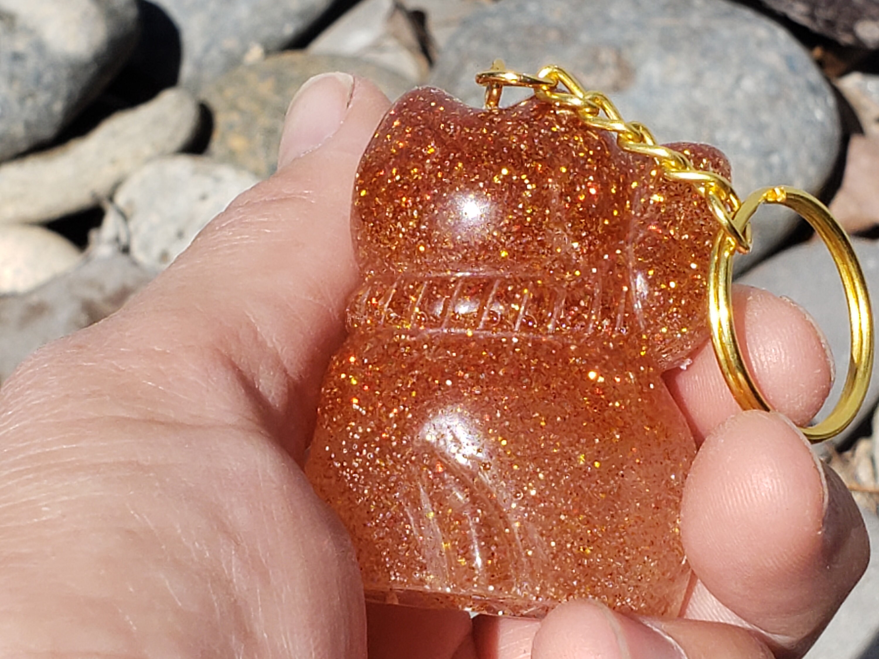 Maneki Neko Lucky Cat Hand Made Resin Kitty Cat Key Chain With Glitter ...